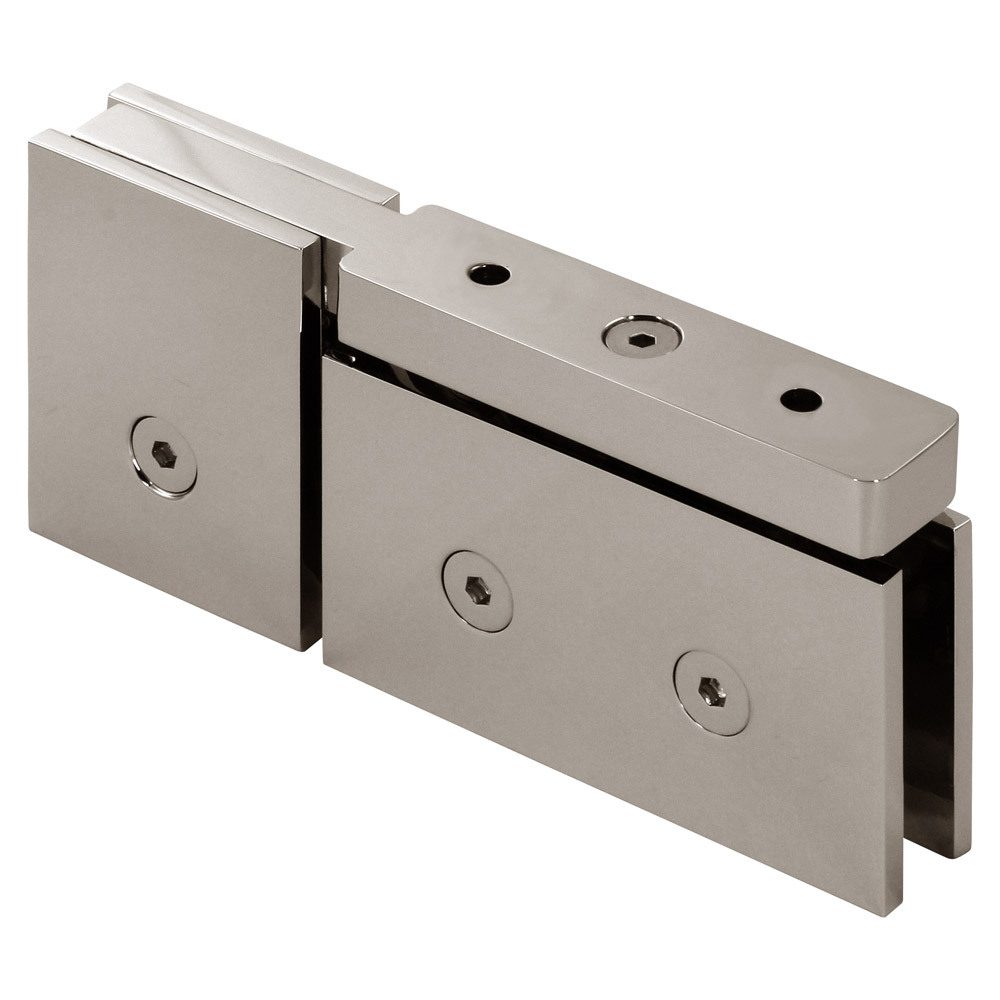 Brushed Nickel Mars Square Pivot Hinge w/ 180° U-Clamp