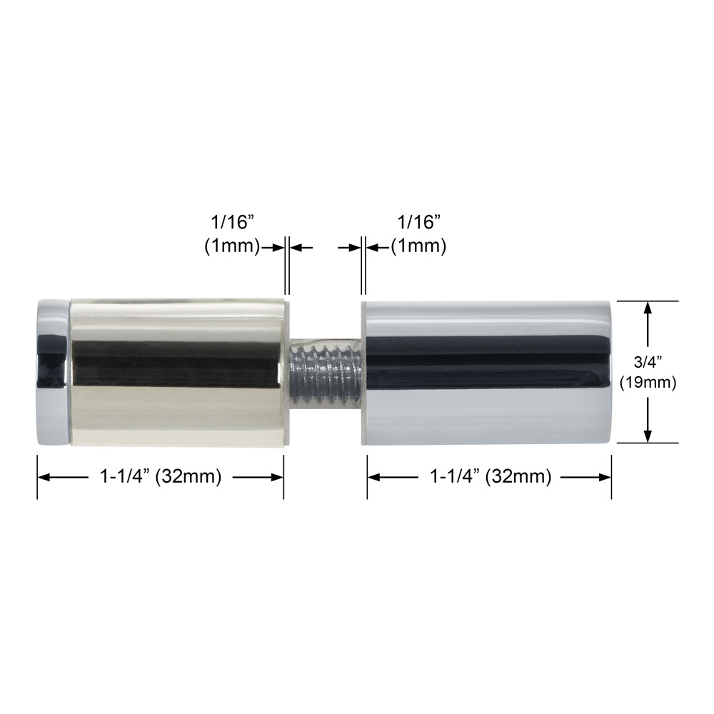 Polished Chrome Cylinder Knob w/ Plastic Sleeve - 3/4