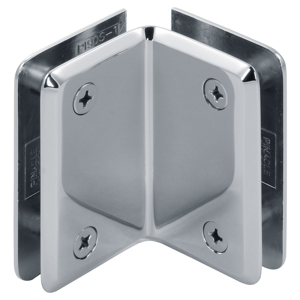 Polished Chrome Beveled 90° Glass-to-Glass Bracket | Dulles Glass