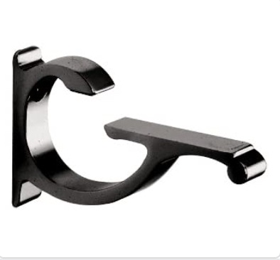 Black Designer Aluminum Glass Shelf Brackets (Set of 2) for 3/8" to 1/2 ...