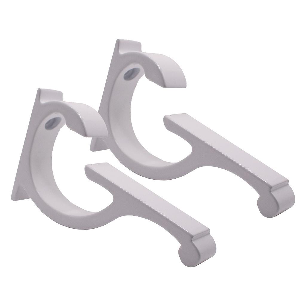 White Designer Aluminum Brackets set of 2 for 3/8"-1/2