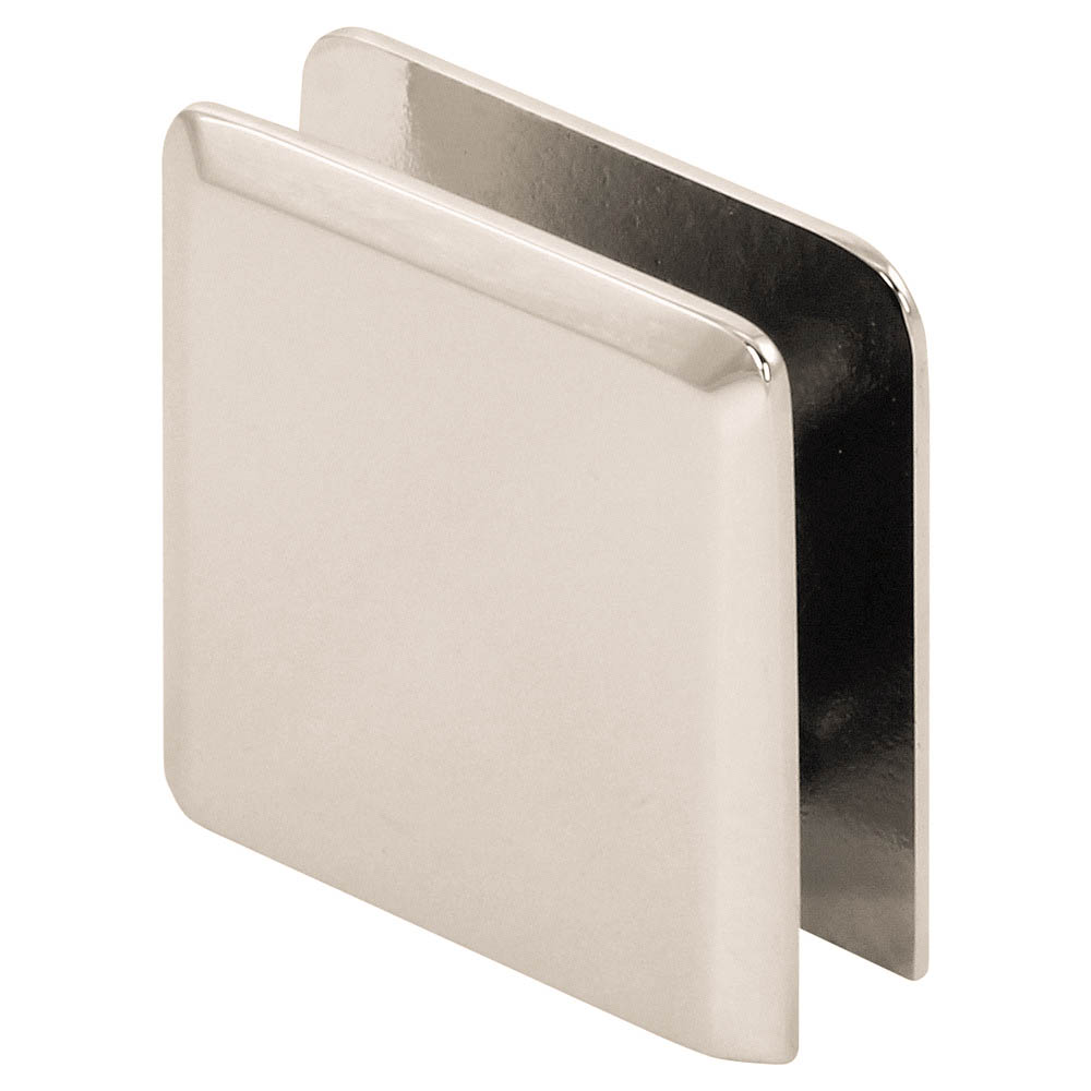 Polished Nickel Beveled Wall Mount Hole-in-Glass Clamp